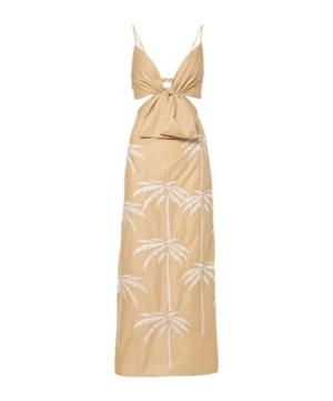 Johanna Ortiz Sea Swirl Tie-detail Cutout Midi Dress - Nude