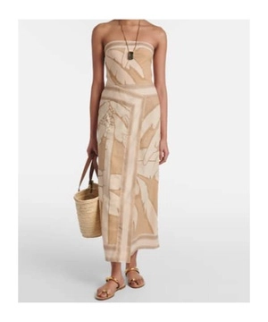 Johanna Ortiz Palms Pontoon Cotton Poplin Midi Dress - Nude