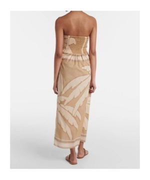 Johanna Ortiz Palms Pontoon Cotton Poplin Midi Dress - Nude