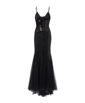 David Koma Sequined Tulle And Satin Gown - Black