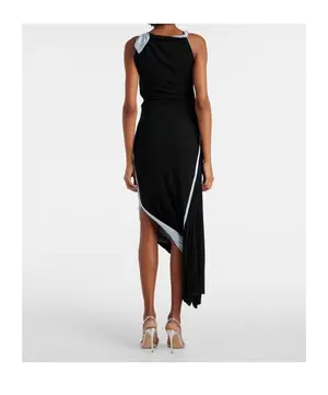 Victoria Beckham Asymmetric Draped Jersey Midi Dress