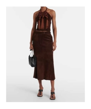 Johanna Ortiz Mid-rise Suede Midi Skirt