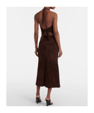 Johanna Ortiz Mid-rise Suede Midi Skirt