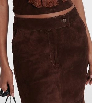 Johanna Ortiz Mid-rise Suede Midi Skirt