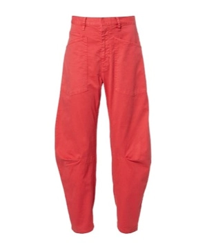 NILI LOTAN Shon Cotton Barrel-leg Pants - Red