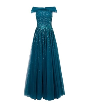 Jenny Packham Off-shoulder Crystal Embellished Gown - Blue