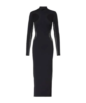 Stella McCartney Mesh-paneled Knitted Maxi Dress - Black