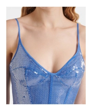 David Koma Sequined Corset Midi Dress