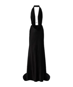 Alex Perry Halterneck Open-back Satin Crêpe Gown - Black