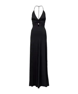 Victoria Beckham Gathered Jersey Open-back Gown - Black