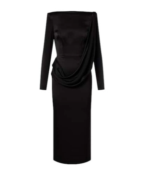 Alex Perry Asymmetric Draped Midi Dress - Black