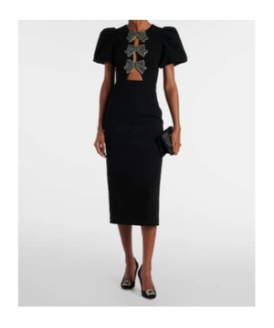 Rebecca Vallance Eliana Puff-sleeve Midi Dress - Black