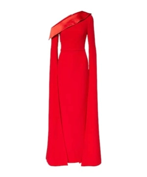 SAFIYAA LONDON Rinoa Caped Crépe Gown - Red
