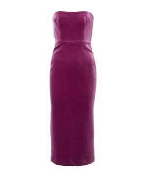 Alex Perry Strapless Velvet Midi Dress - Red