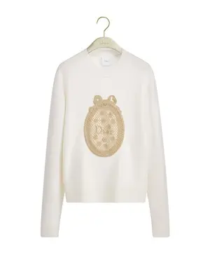Dior Dior Ivory Crochet Medallion Sweater Off-white