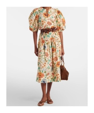 Ulla Johnson Theodora Floral Cotton Midi Skirt - Nude