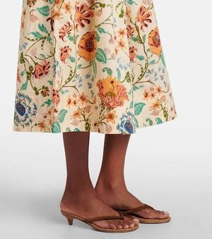 Ulla Johnson Theodora Floral Cotton Midi Skirt - Nude