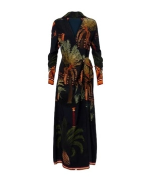 Johanna Ortiz Printed Silk Wrap Dress - Black