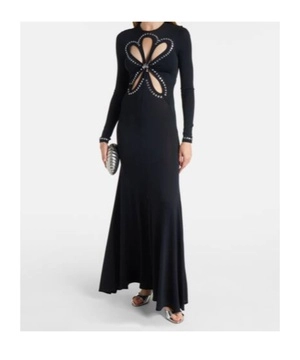 Rabanne Cutout Embellished Jersey Maxi Dress