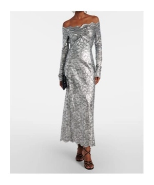 Rabanne Metallic-effect Lace Maxi Dress