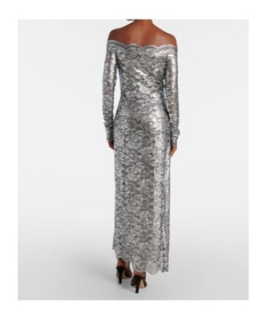 Rabanne Metallic-effect Lace Maxi Dress