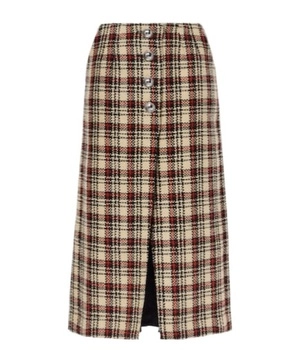 Rabanne Plaid Wool And Cotton Midi Skirt - Multicolor