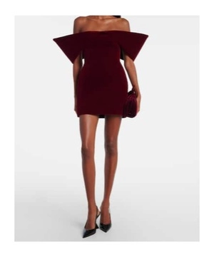 David Koma Off-shoulder Velvet Minidress - Brown