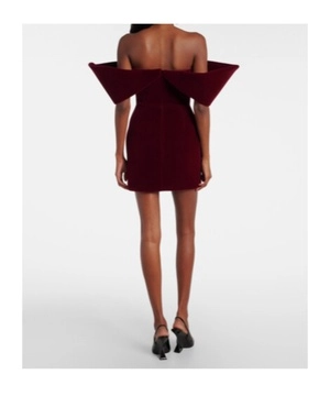 David Koma Off-shoulder Velvet Minidress - Brown