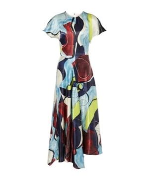 ROKSANDA Adriana Printed Satin Midi Dress - Multicolor