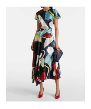 ROKSANDA Adriana Printed Satin Midi Dress - Multicolor