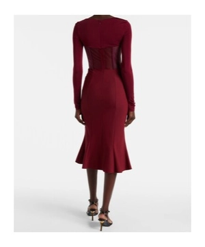 NENSI DOJAKA Paneled Corset Midi Dress