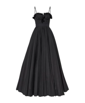 Giambattista Valli Ruched Pleated Cotton Gown - Black