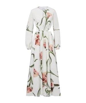 Giambattista Valli Macro Carnation Cutout Poplin Maxi Dress - White