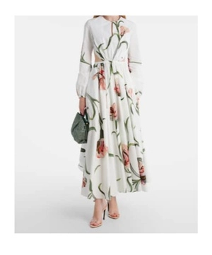 Giambattista Valli Macro Carnation Cutout Poplin Maxi Dress