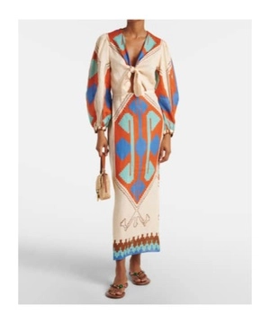 Johanna Ortiz Printed Linen Midi Dress