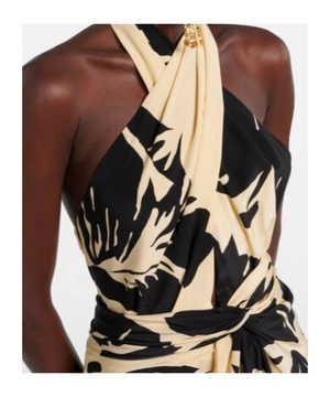 Johanna Ortiz Halterneck Floral Silk Minidress