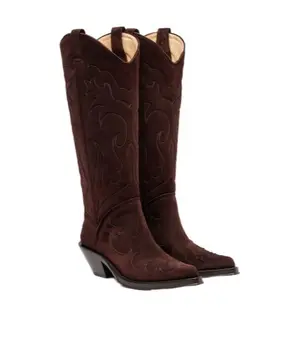Gabriela Hearst Capitana Suede Cowboy Boots - Black