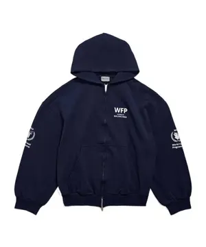 Balenciaga Wfp Regular Zip-up Hoodie In Navy - Navy Blue