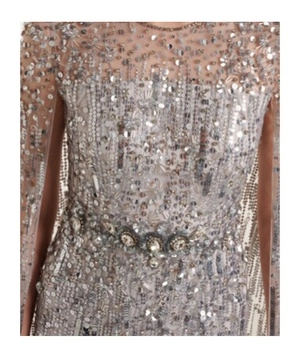Jenny Packham Ruby Caped Sequined Gown