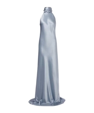Galvan Sienna Halterneck Satin Gown - Gray