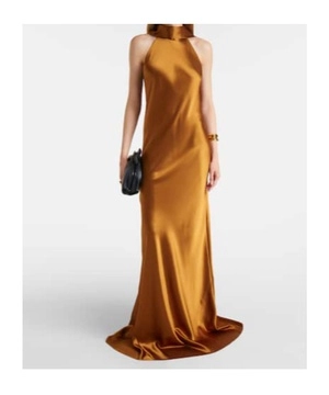 Galvan Sienna Halterneck Satin Gown