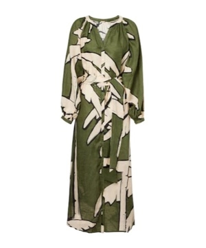 Johanna Ortiz Printed Linen Maxi Dress - Green