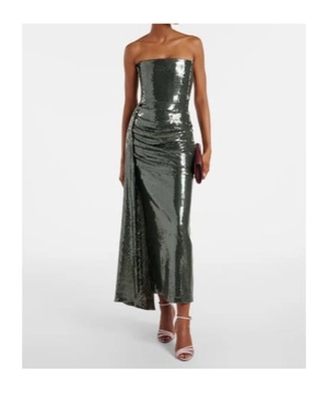Alex Perry Draped Sequined Corset Dress