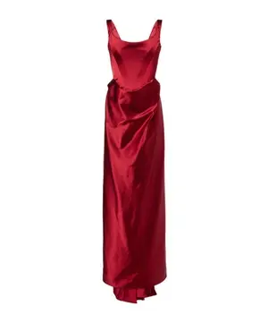 VIVIENNE WESTWOOD Camille Draped Crepe Satin Bustier Gown - Wine
