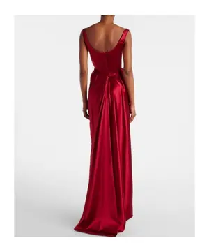 VIVIENNE WESTWOOD Camille Draped Crepe Satin Bustier Gown - Wine