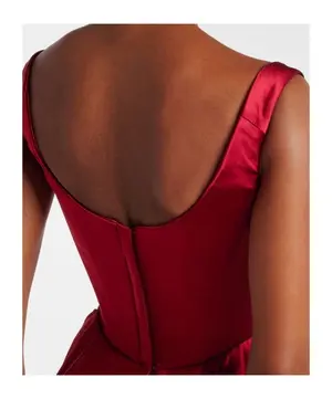 VIVIENNE WESTWOOD Camille Draped Crepe Satin Bustier Gown - Wine