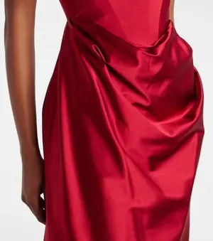 VIVIENNE WESTWOOD Camille Draped Crepe Satin Bustier Gown - Wine