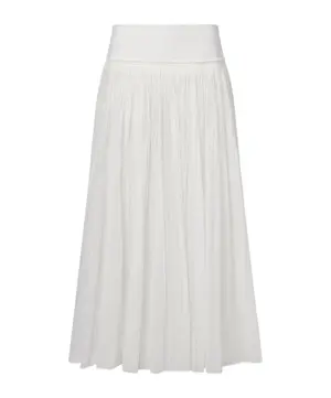 RÓHE Pleated Cotton Muslin Maxi Skirt - White