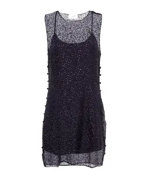 Coperni Embellished Sheer Silk Minidress - Black