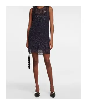 Coperni Embellished Sheer Silk Mini Dress
